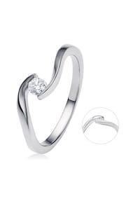 ONE ELEMENT 0,15 ct Diamant Brillant Spannfassung Ring aus 585 Weißgold | GALERIA