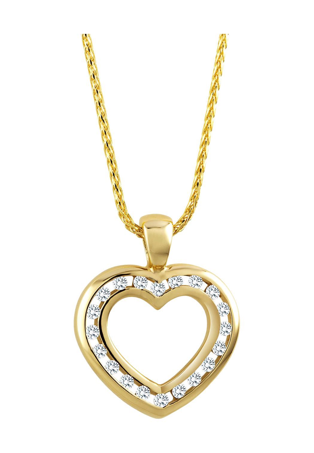 MONCARA Damen Kette mit Anhänger "490390", 585er Gold mit 20 Diamanten ...