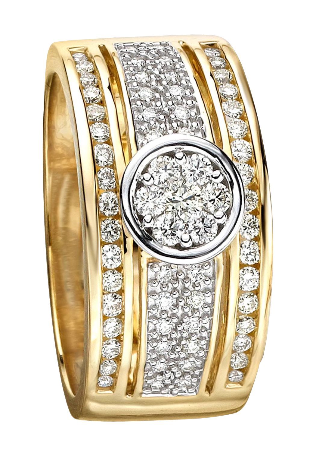 MONCARA Damen Ring, 585er Gelbgold mit 65 Diamenten, zus. ca. 0,60 ...